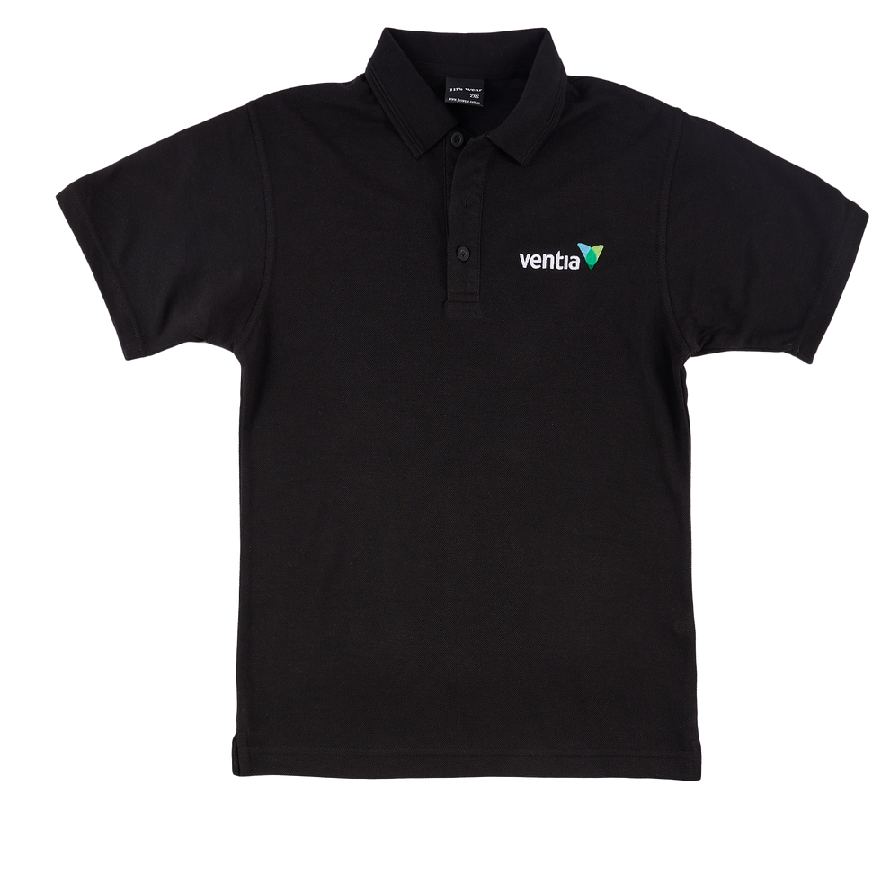Ventia Black Unisex Polo – The Ventia Collective | PMG